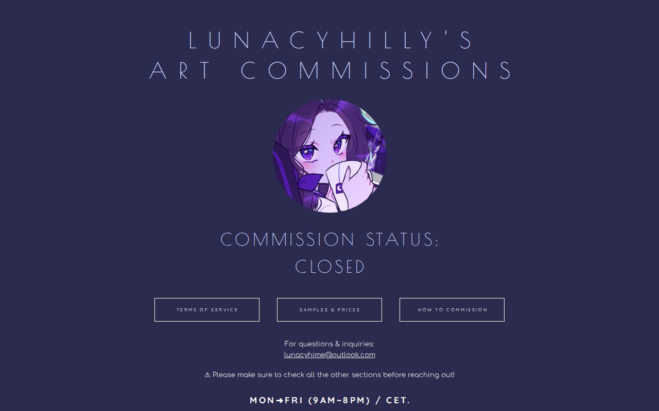 lunacyhilly's art commissions (grid samples)